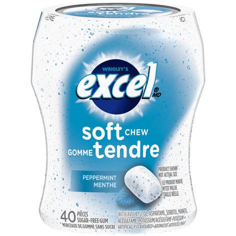 Excel Soft Chew Peppermint Sugarfree Gum Bottle, 40 Pieces | EXCEL Gum