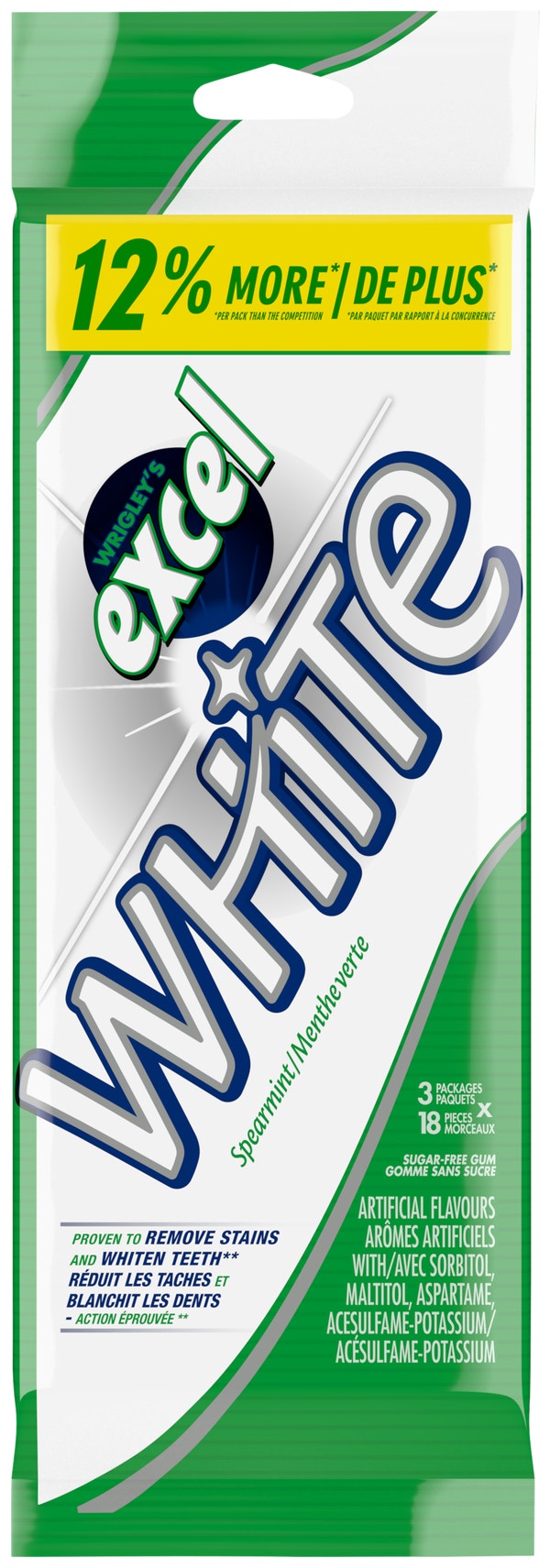 Excel White Spearmint Sugarfree Gum Multipack, 18 Pieces (Pack of 3 ...