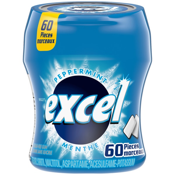 Excel Peppermint Sugarfree Gum Bottle, 60 Pieces | EXCEL Gum