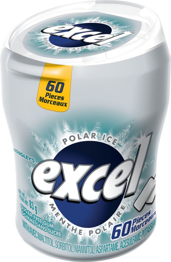 Excel Polar Ice Sugarfree Gum Bottle, 60 Pieces | EXCEL Gum