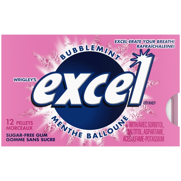 Excel Bubblemint Sugarfree Gum, 12 Pieces | EXCEL Gum