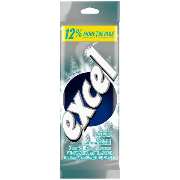 Excel Polar Ice Sugarfree Gum Multipack, 18 Pieces (Pack of 3) | EXCEL Gum
