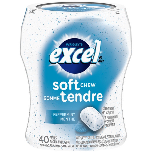Excel Soft Chew Peppermint Sugarfree Gum Bottle, 40 Pieces | EXCEL Gum