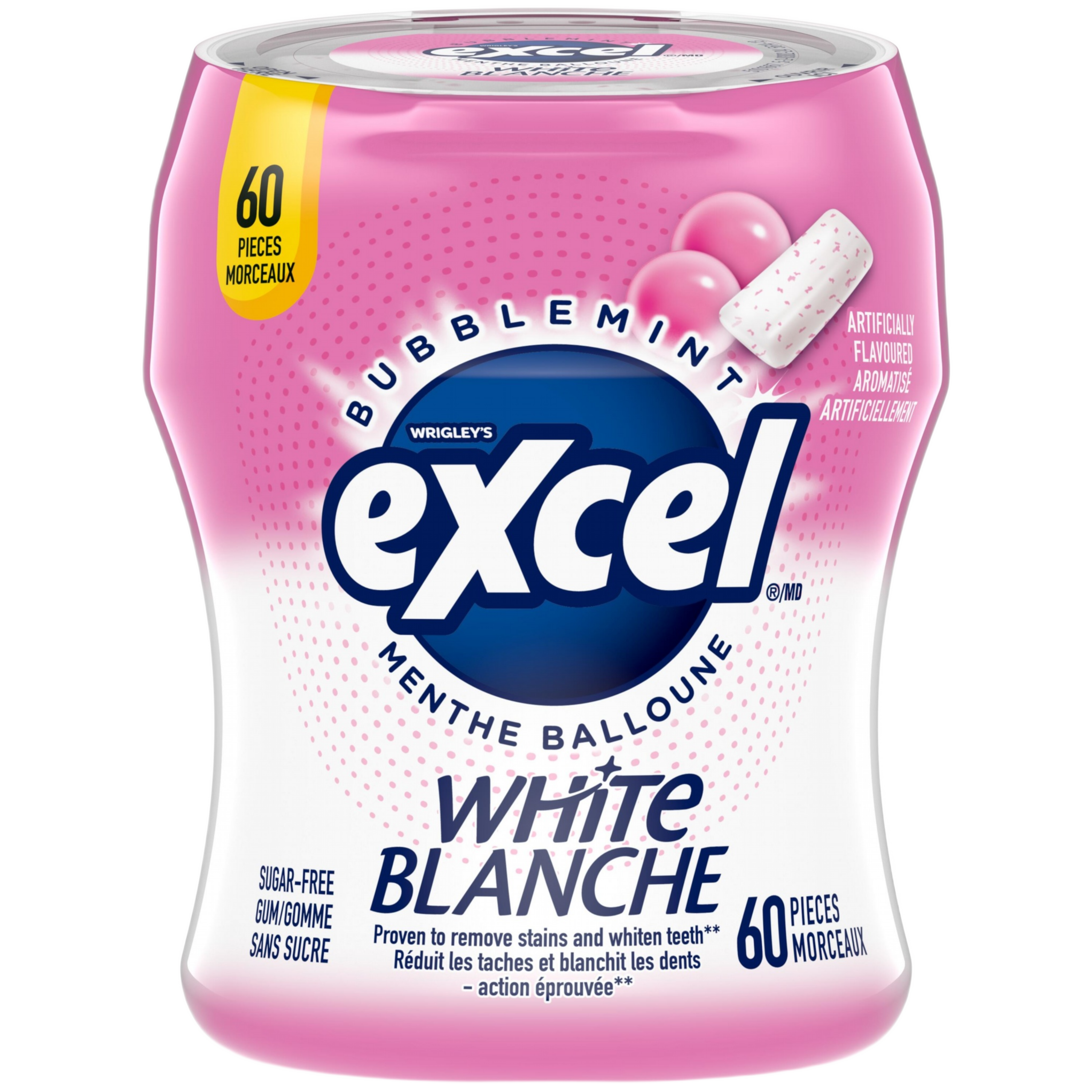 Excel White Bubblemint Sugarfree Gum Bottle, 60 Pieces | EXCEL Gum