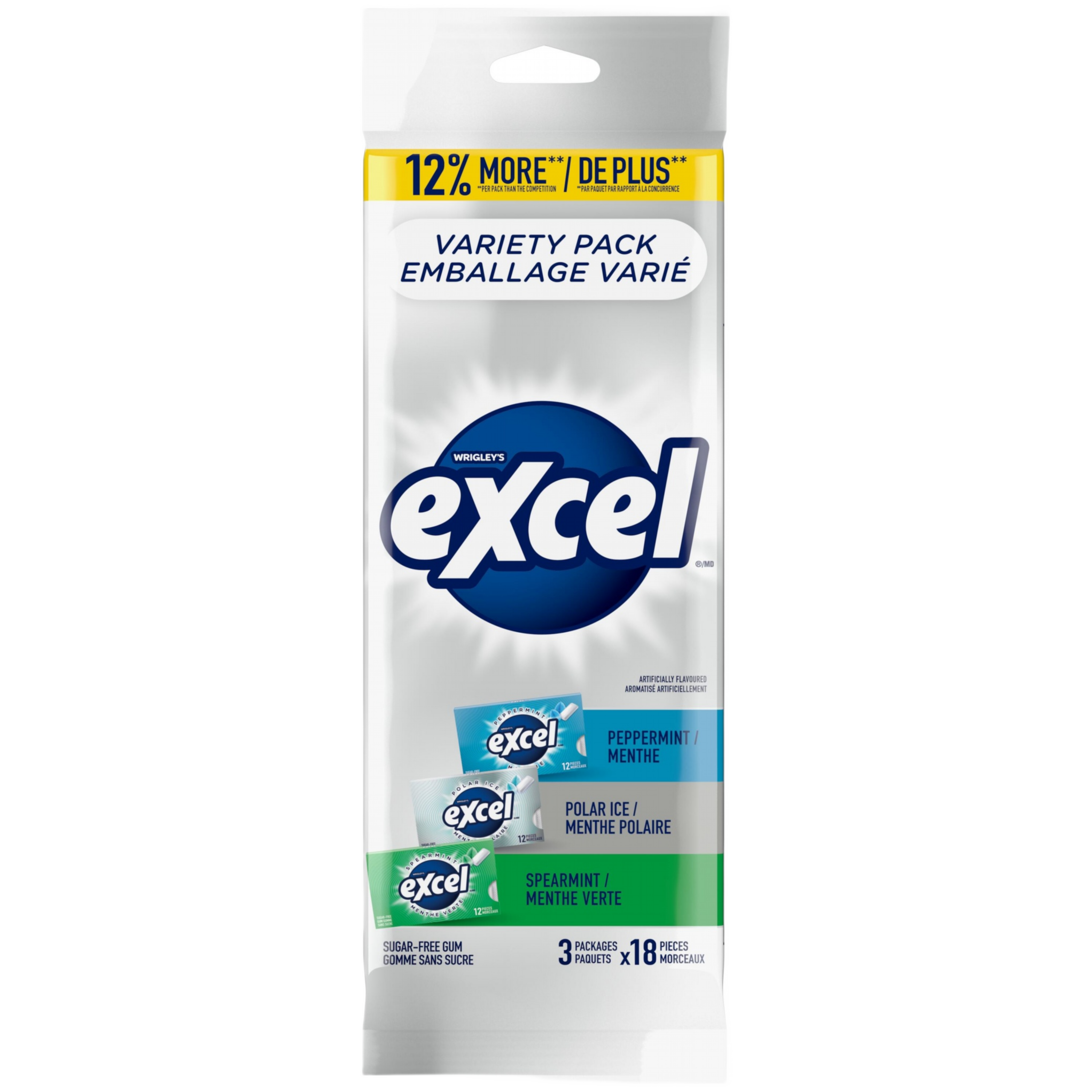 EXCEL, Variety Mint Sugar Free Gum Multipack, 18 Pieces (Pack of 3 ...