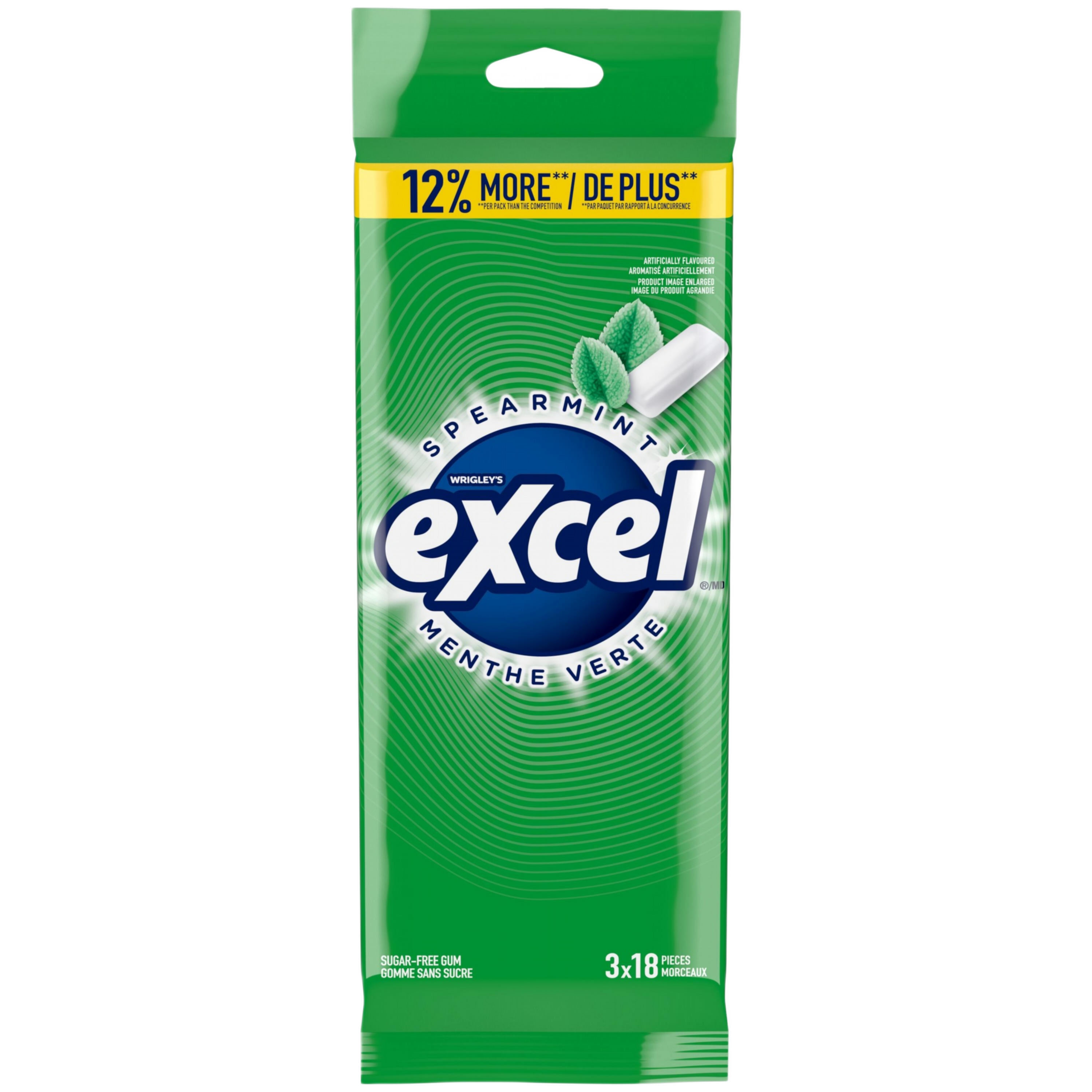 Excel Spearmint Sugarfree Gum Multipack, 18 Pieces (Pack of 3) | EXCEL Gum