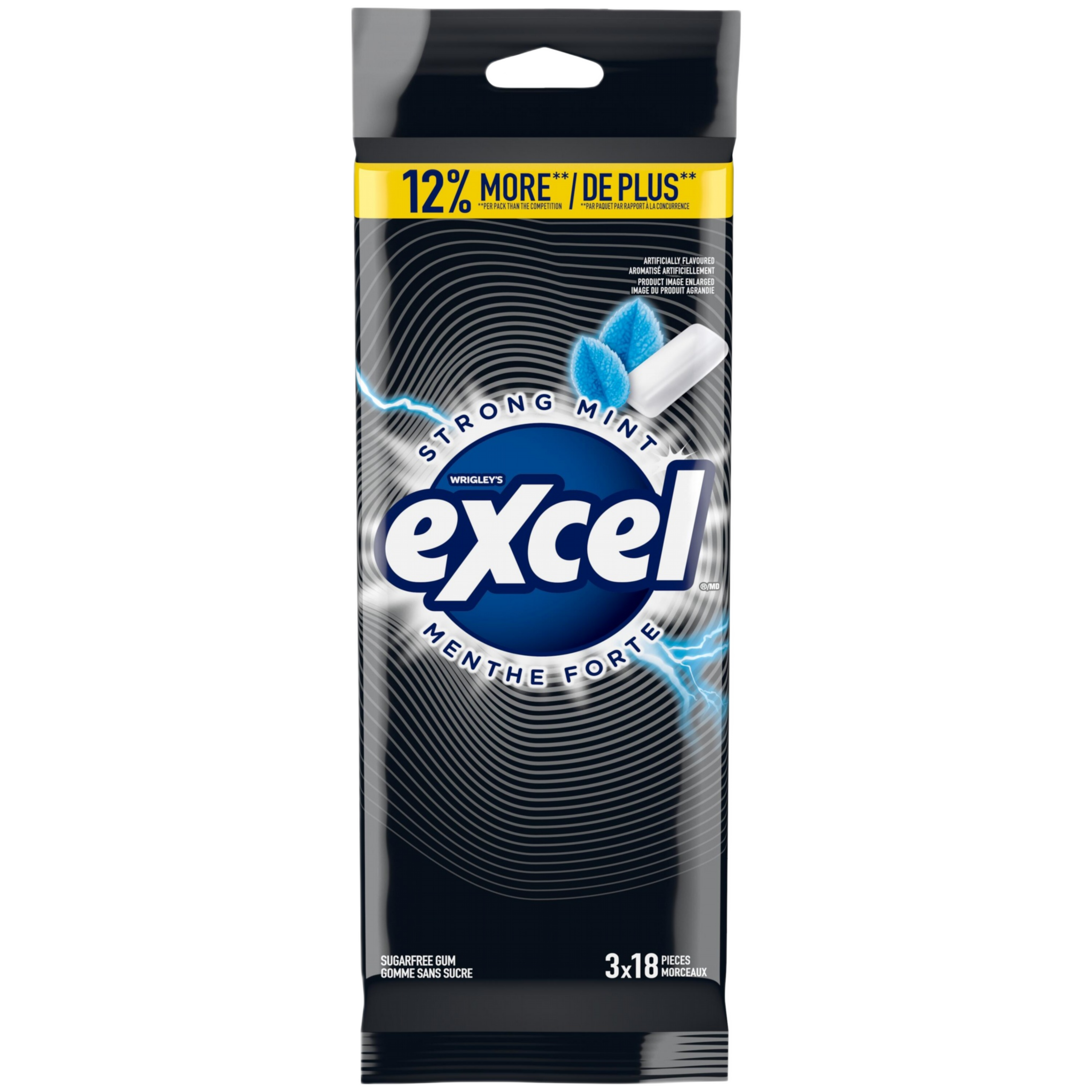 Excel Strong Mint Sugarfree Gum Multipack, 18 Pieces (Pack of 3 ...