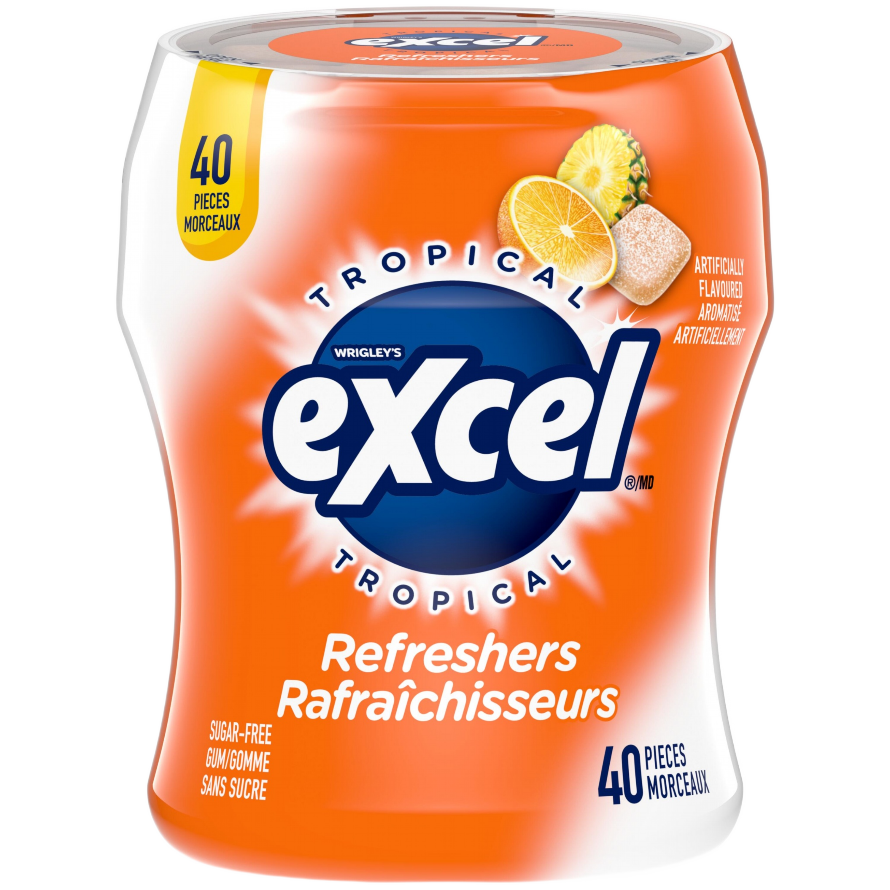 EXCEL Refreshers Tropical Flavoured Sugar Free Gum Bottle, 40 Pieces ...